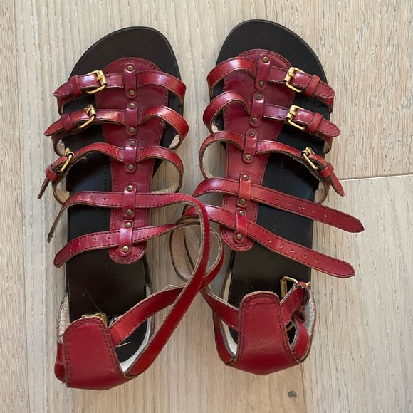Roberto Cavalli | Shoes | Roberto Cavalli Red Leather Sandals | Poshmark